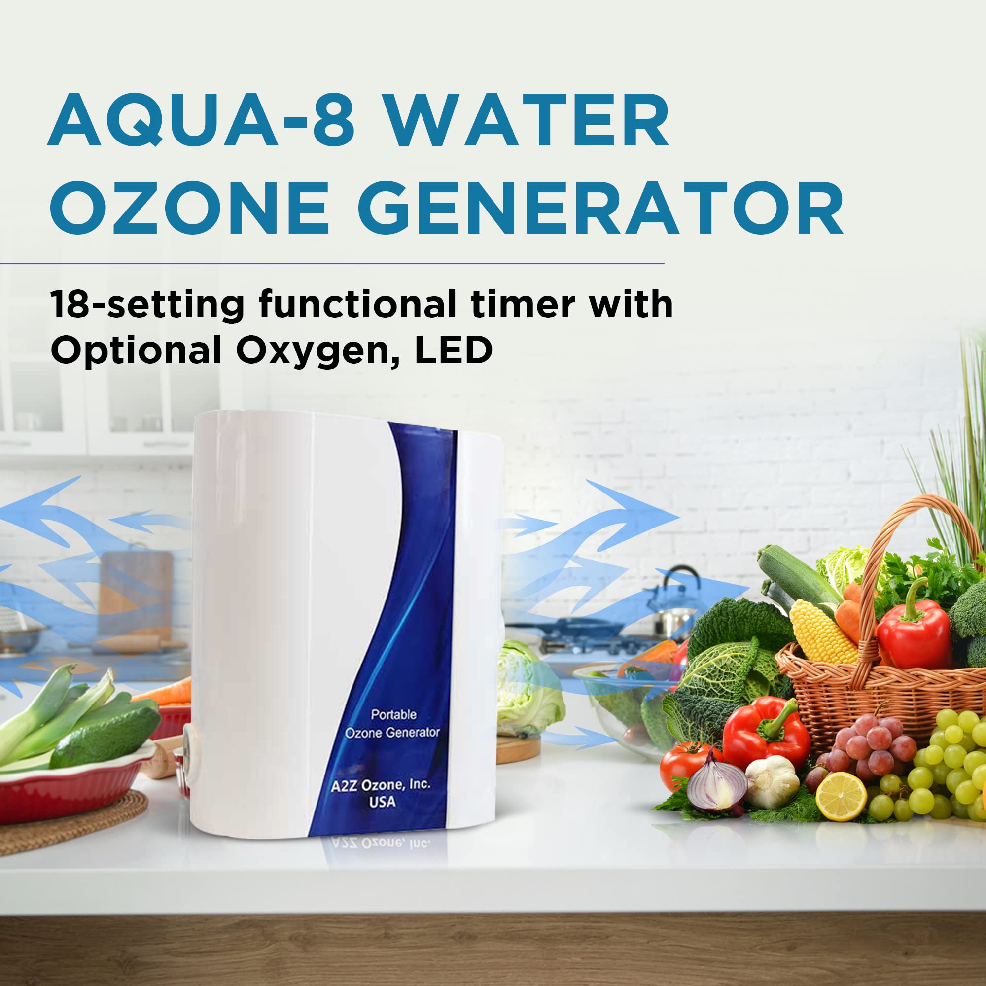Aqua-8 Water Ozone Generator, up to 800 mg/h, High-Capacity Ozone Machine, Home Ozone Generator for cleaning fruits, fish tanks, vegetables