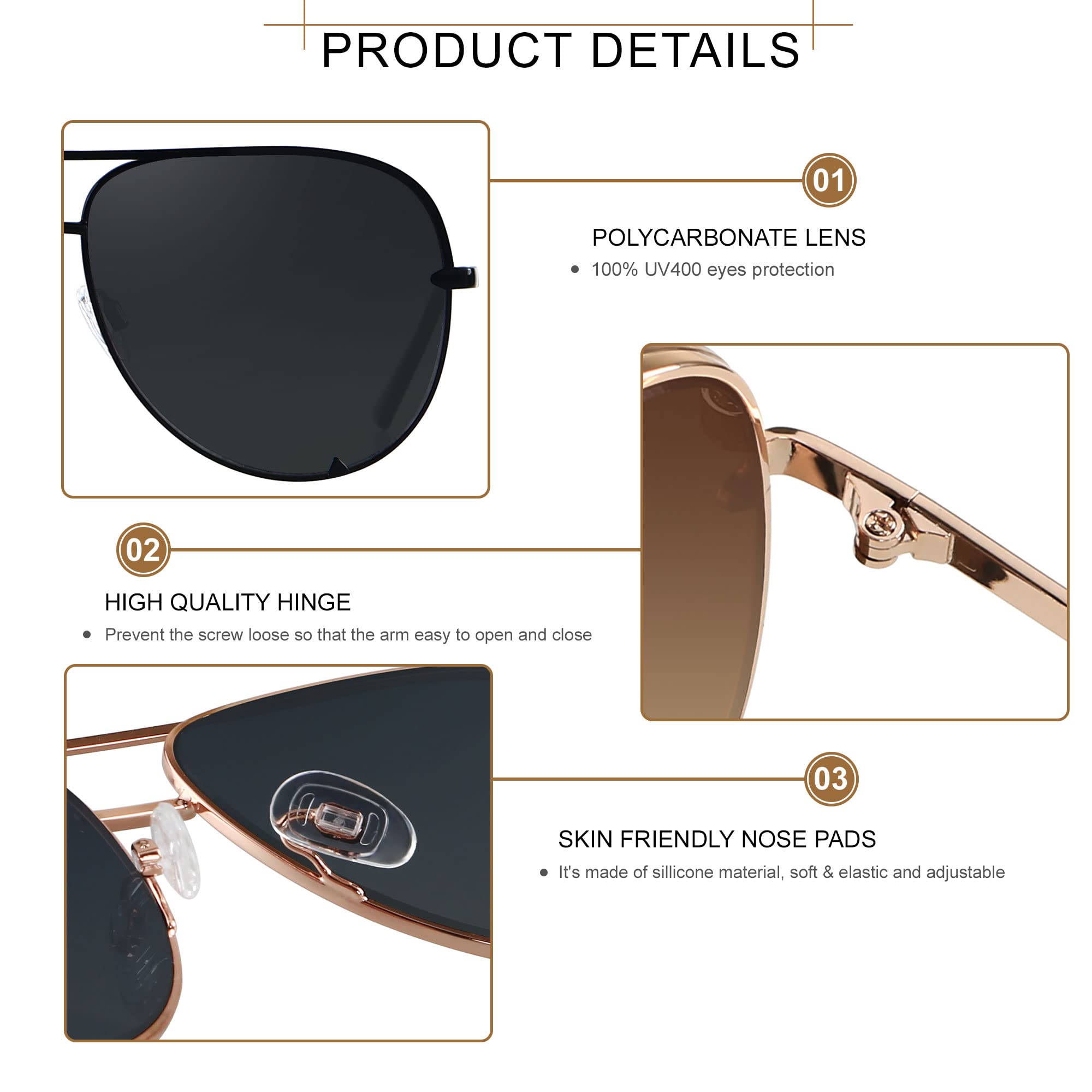 ANDWOOD Oversized Aviator Sunglasses for Women Men Big Large UV Protection Pilot Sun glasses Double Bridge Black Shades