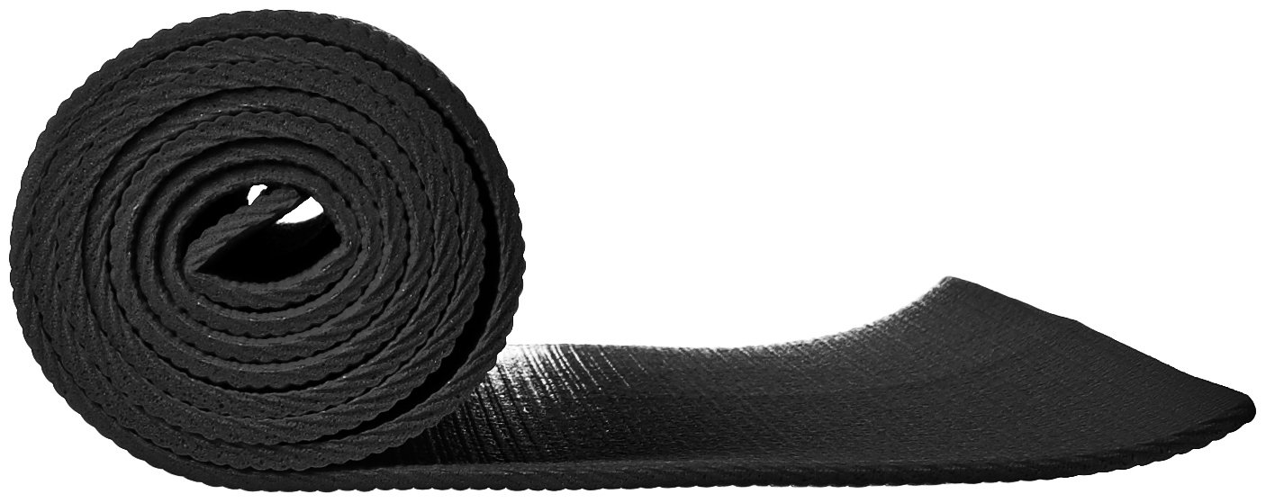 Amazon Basics Yoga & Exercise Mat with Carrying Strap, 1/4", Black