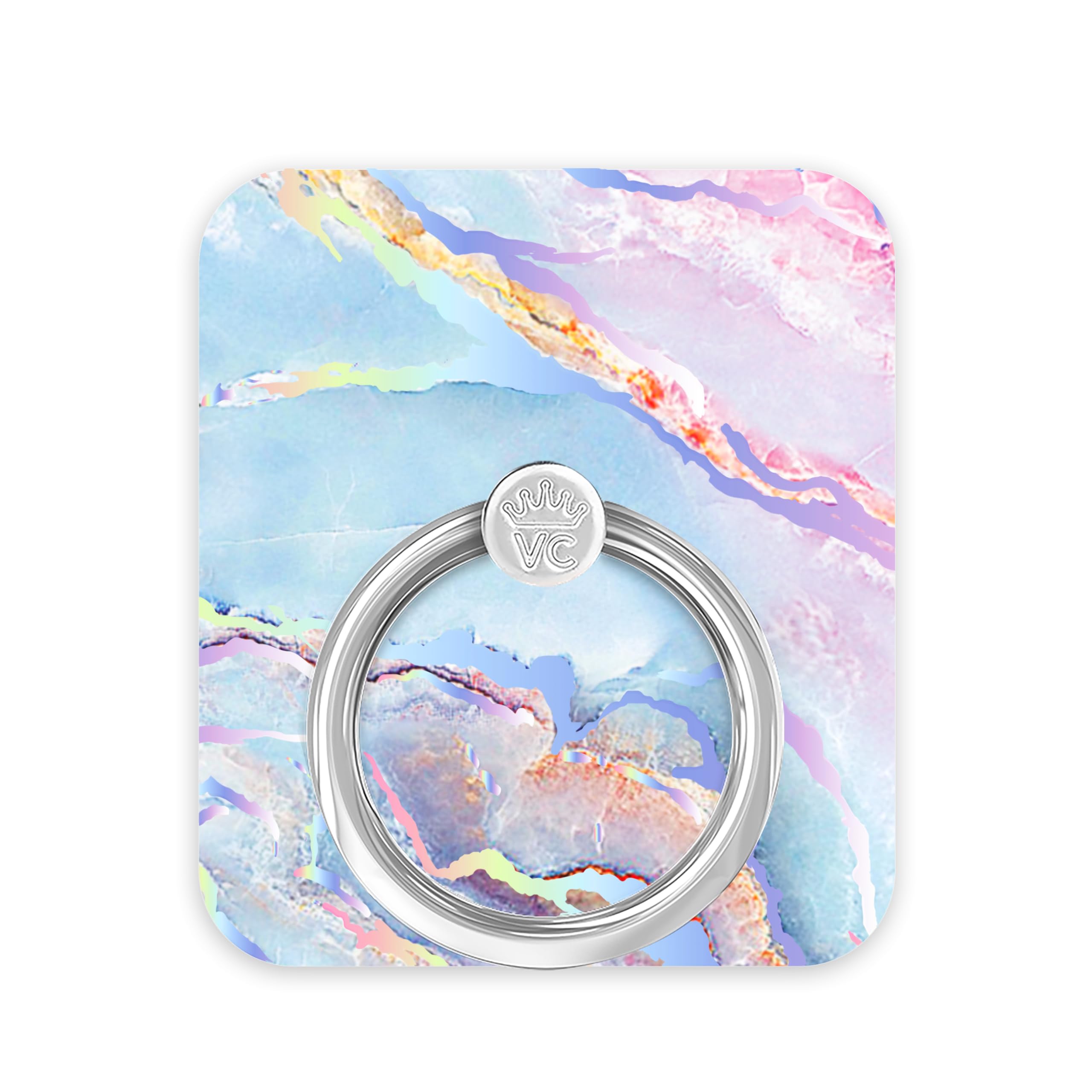Velvet Caviar Cell Phone Ring Holder - Finger Ring & Stand - Improves Phone Grip Compatible with iPhone, Galaxy and Most Cases (Except Silicone/Leather) - Moonstone Holographic Pink Blue Marble