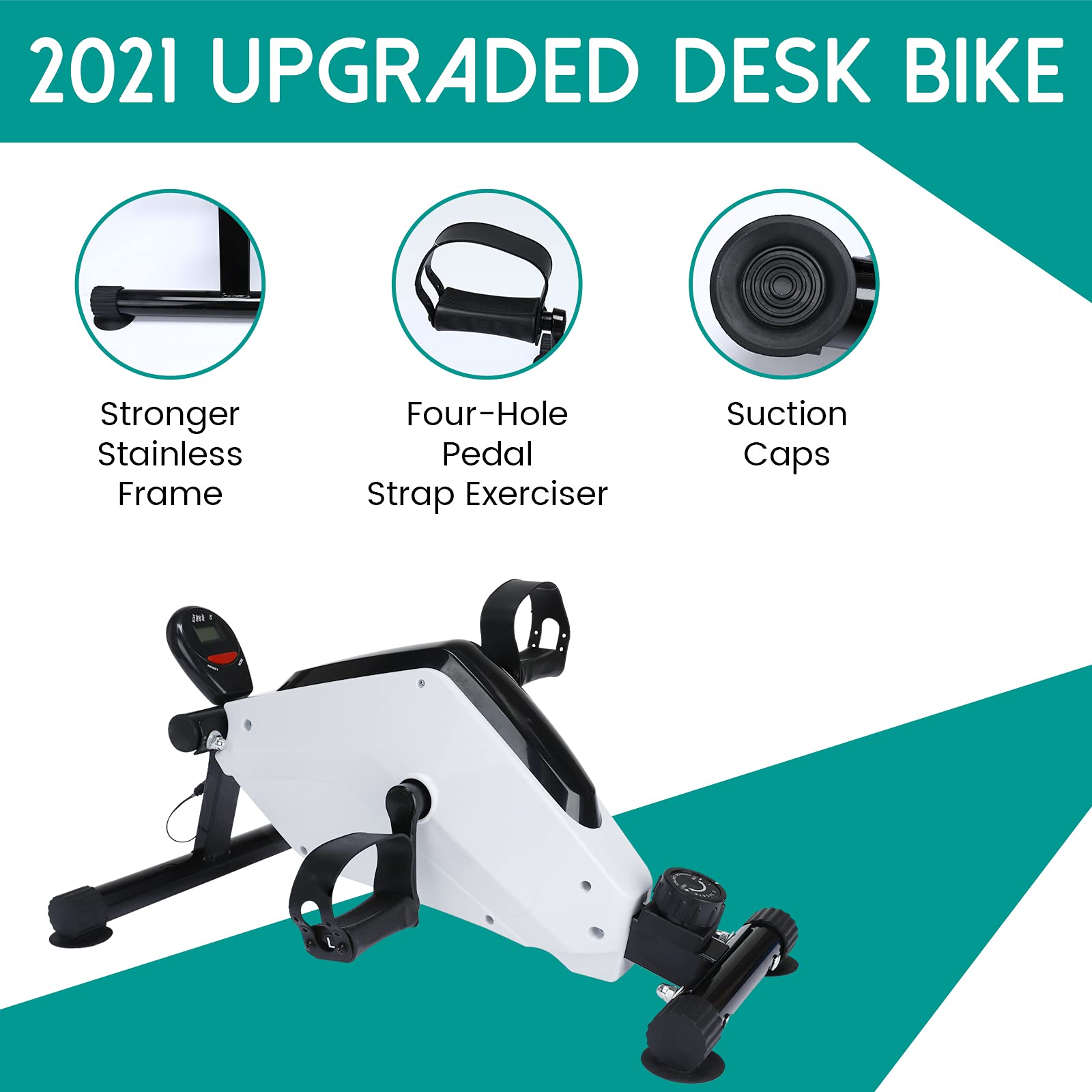 anconats Under Desk Bike Pedal Exerciser - Indoor Exercise Machine with Adjustable Resistance,Perfect Design for Arm & Legs Physical Therapy (White-1)