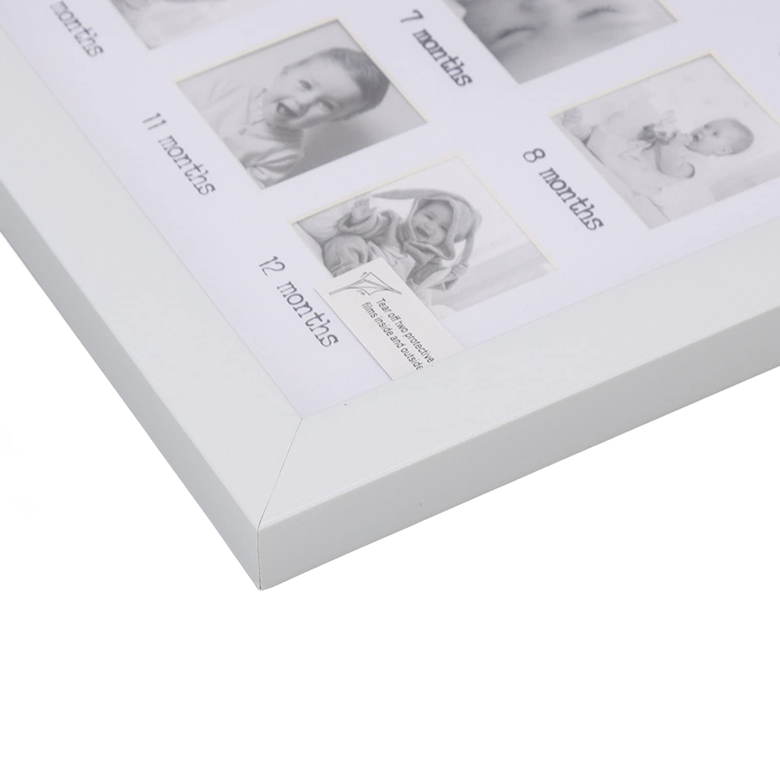Aqur2020 Baby First Year Picture Frame, White, Rectangular, Plastic, Horizontal, Unisex Adult, 25x25x1.8 cm / 9.8x9.8x0.7 in