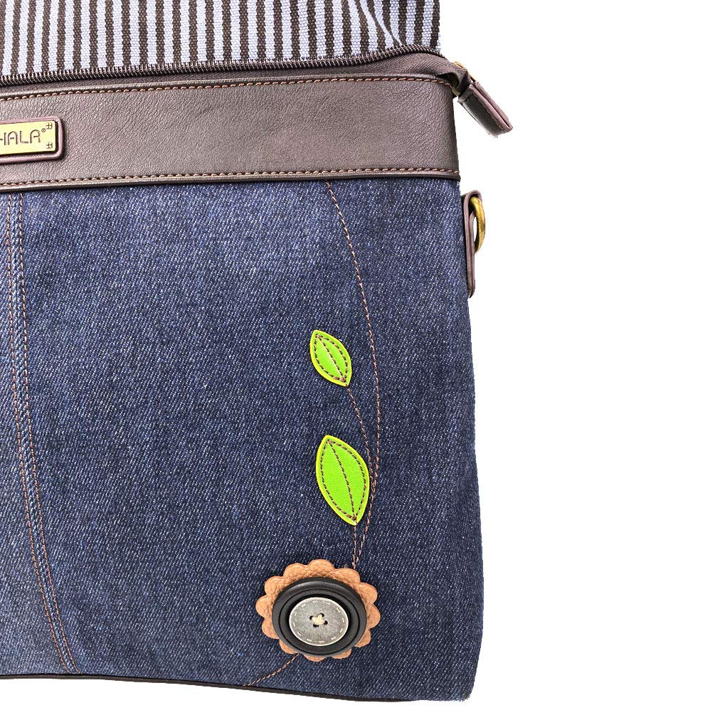 CHALA Denim Convertible Stripe Work Tote in Navy Blue (Metal Slim Cat)