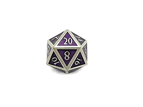 Purple Silver Metal D20 F*** Dice Critical Fail F 20 Sided Die Set DND Blue White Color Number for Role Playing Game Dungeons and Dragons D&D Pathfinder Shadowrun and Math Teaching