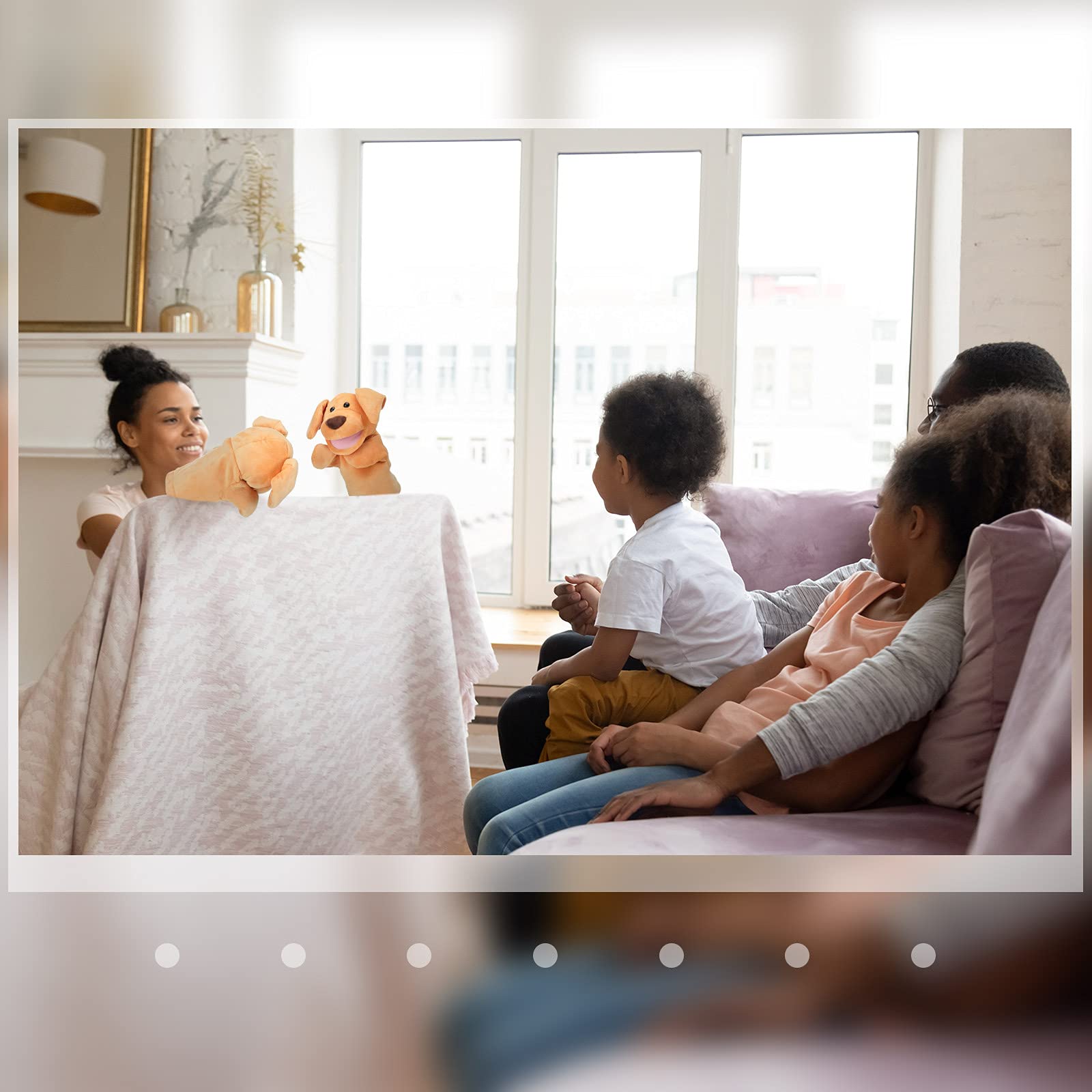 Zomiboo Hand Puppets Soft Animal Hand Plush Toy with Movable Mouth Imaginative Pretend Play Stocking Storytelling Interactive Toy (Dog)