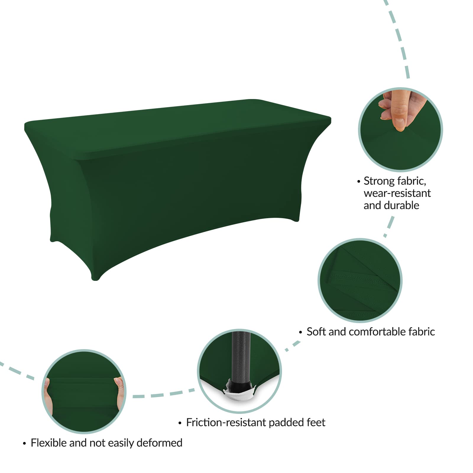 AZON 6FT Pack of 2 Stretch Spandex Table Cover Washable and Wrinkle Resistant Kitchen Spandex Tablecloth Fitted Rectangular Table for Party Banquet Weddings Cocktail (Black,72L x 30W x 30H Inches)