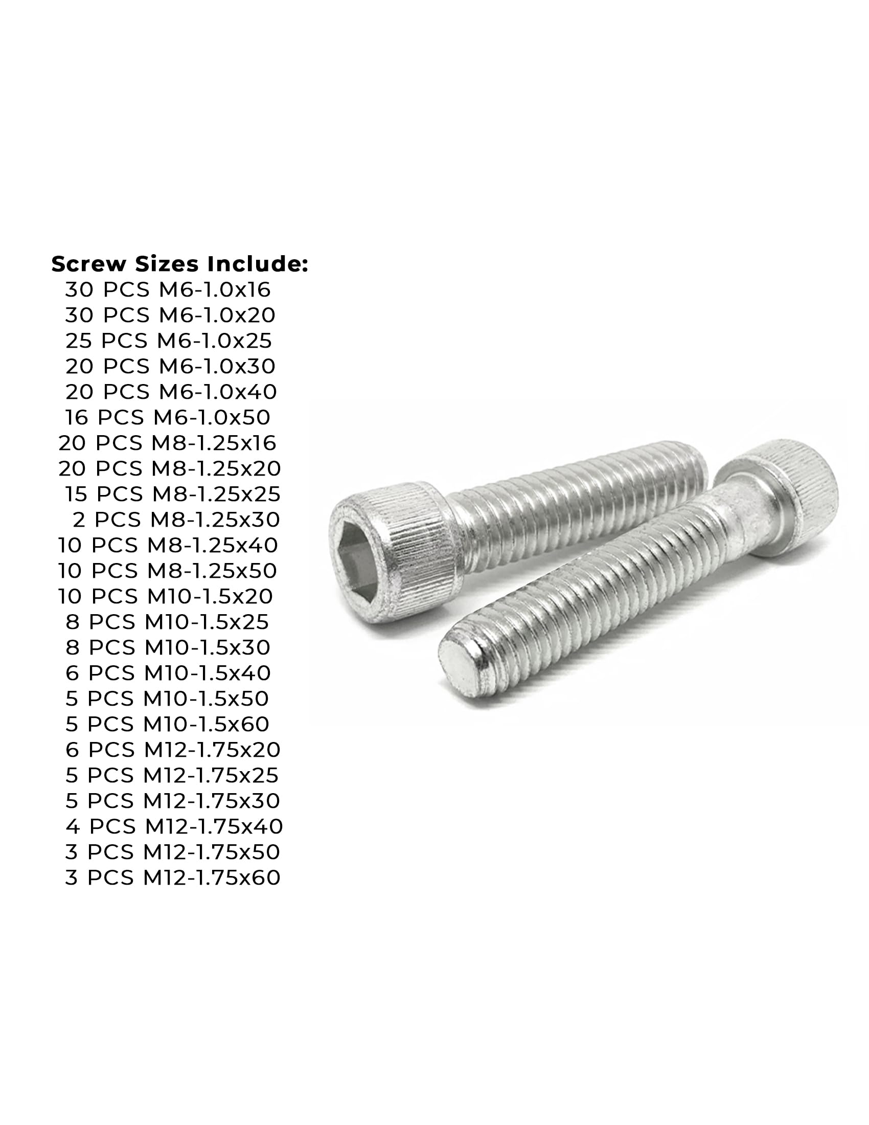 Metric Stainless Steel Allen Socket Head Cap Bolts Screws A2 18-8 (304) Assortment M6 M8 M10 M12-306PCS
