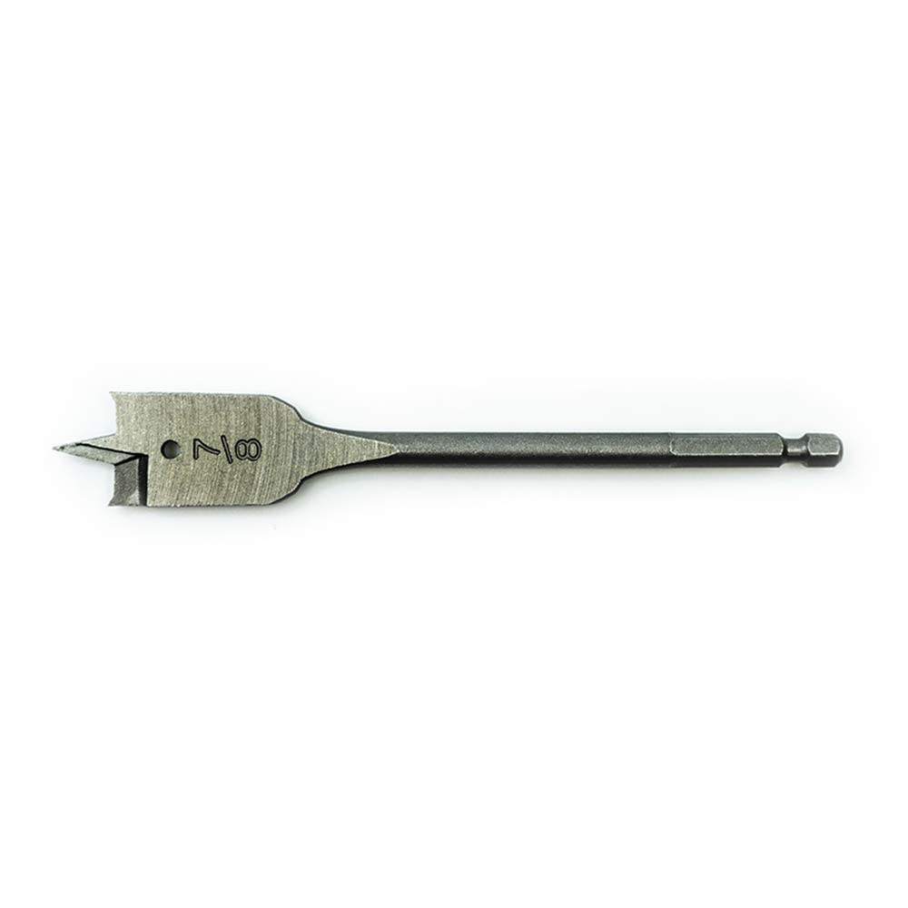 Benchmark Abrasives 7/8" x 6" Spade Drill Bit with Quick-Change Hex Shank Hole Cutter for Woodworking, Drilling, High-Speed Steel Paddle Flat Bits (7/8" x 6")