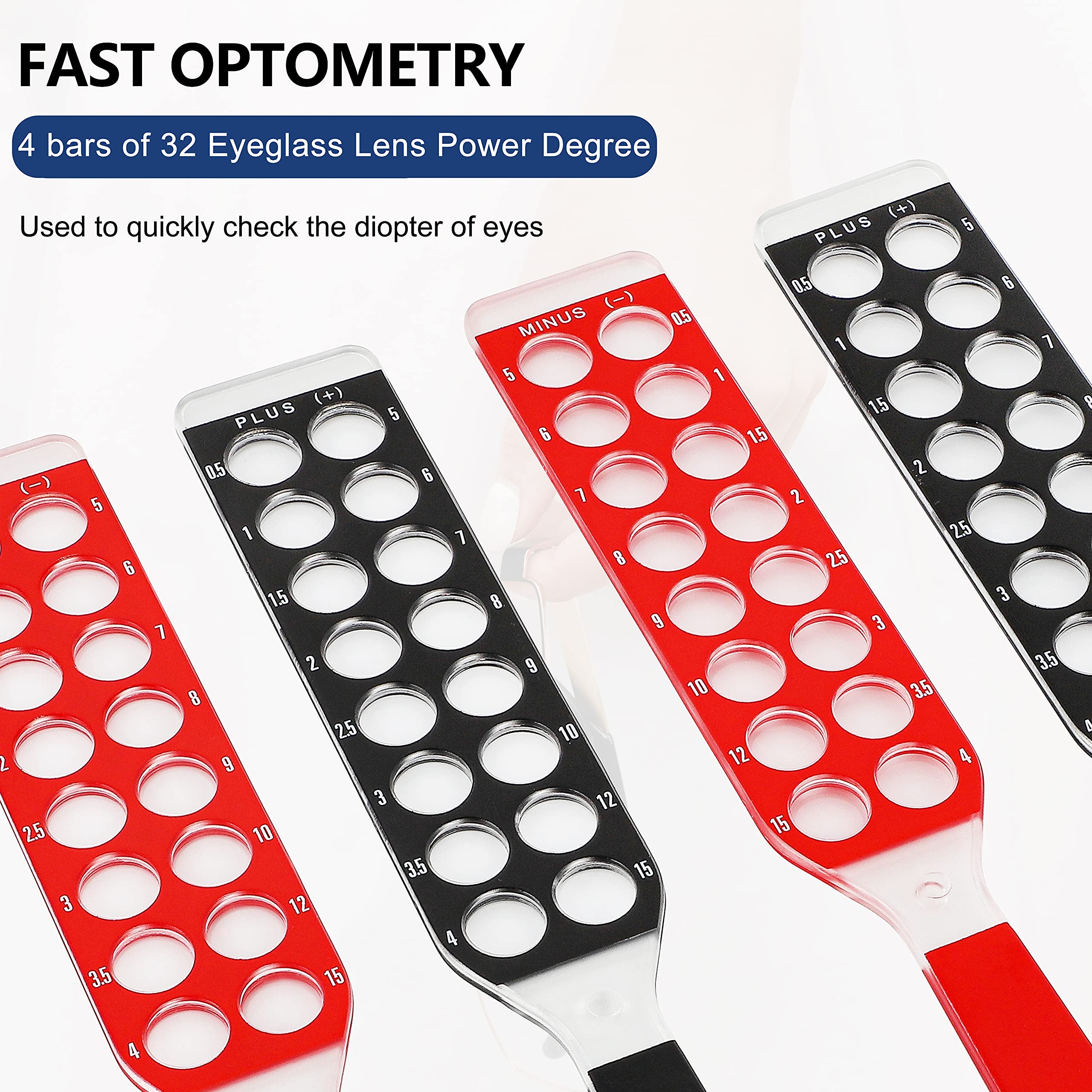 Hanchen Optical Retinoscopy Rack Lens Set 2 Sets for The Quick Examination of Diopter of Spectacles 2 Bars 32 Lenses with a Leather Pocket Sphere: +/- 0.5, 1, 1.5, 2, 2.5, 3, 3.5, 4-10, 12,15