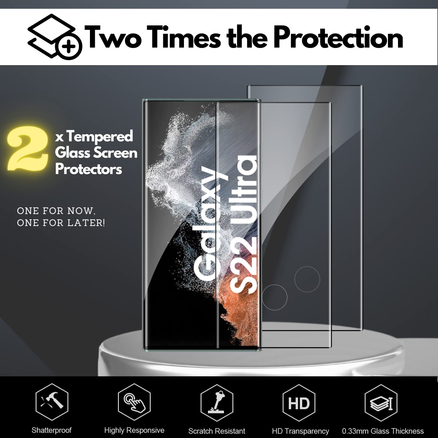 Cbus Wireless [2-Pack] Glass Screen Protector for Samsung Galaxy S22 Ultra
