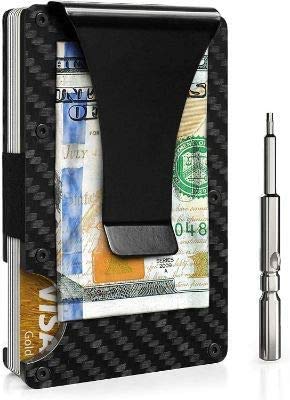 Psyco Tropix Carbon Fiber Wallet - Metal Wallet - Minimalist Wallet - RFID Blocking Front Pocket Wallet - Carbon Fiber Money Clip - Card Holder - Thin Wallet