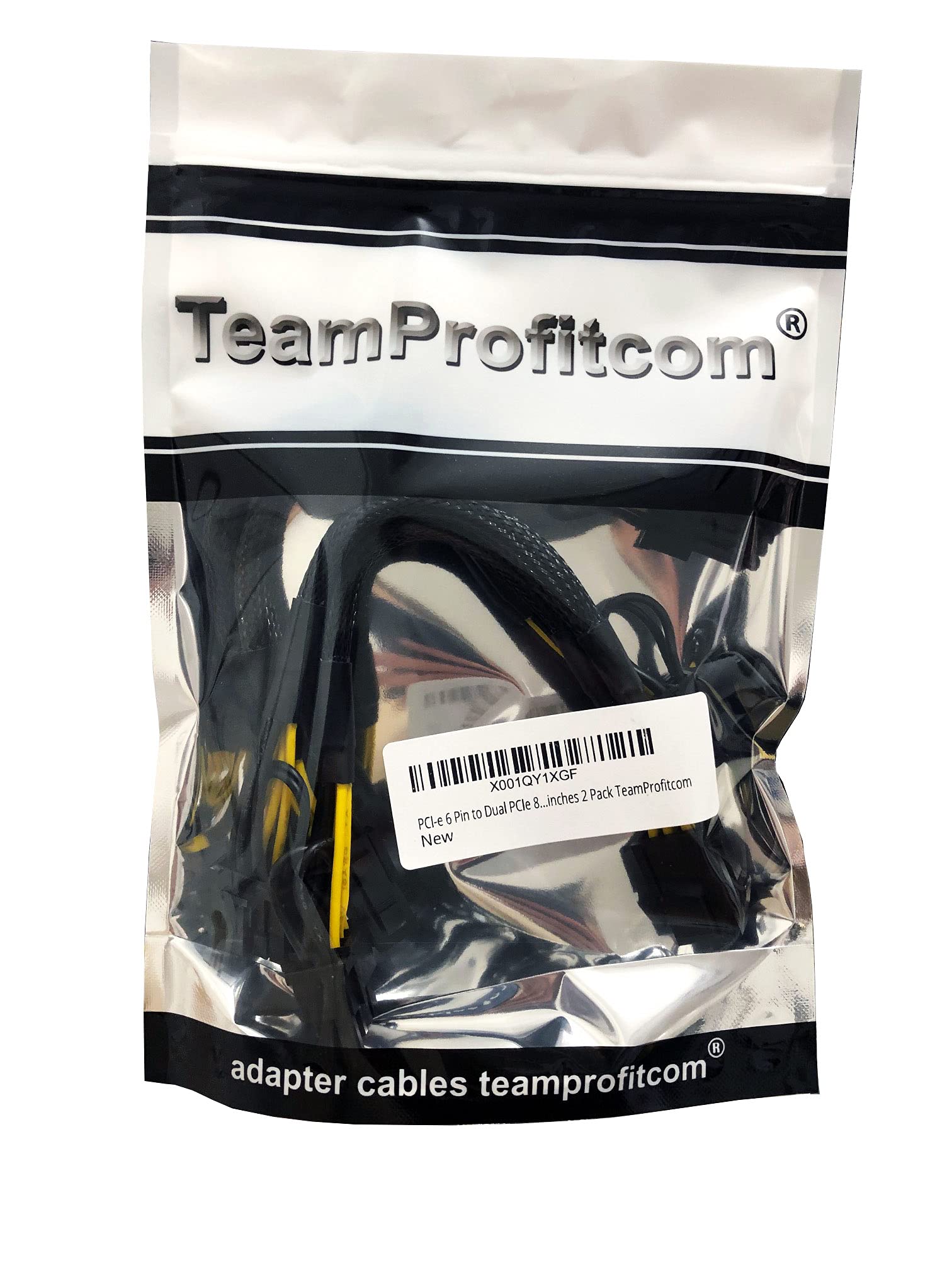 TeamProfitcom PCI-e 6 Pin to Dual PCIe 8 Pin (6+2) Graphics Card PCI Express Power Adapter GPU VGA Y-Splitter Extension Cable Mining Video Card Sleeved Power Cable 9 inches (2 Pack)