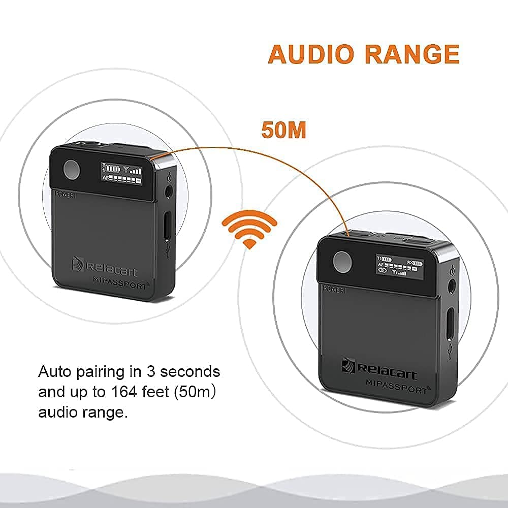 RELACART Wireless Lavalier Microphone System, Mi1 2.4GHz Wireless Lapel Mic with 1 Transmitter, 1 Receiver and 1 Lavalier Microphone Compatible with DSLR, Camera, Camcorder, Smartphone, iPhone