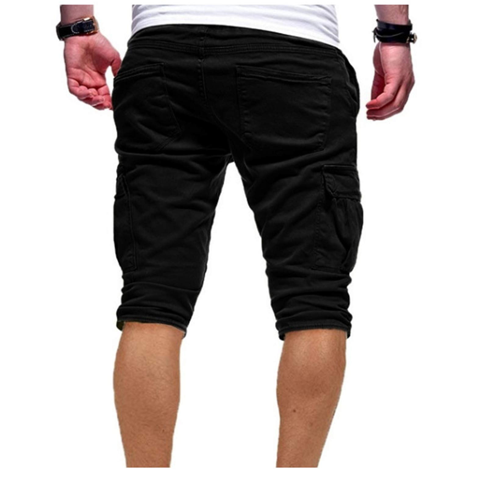 Andongnywell Men's Drawstring Sports Shorts Quick Dry for Workout Running Training Multiple Pocket Short Pants (Black,4X-Large)