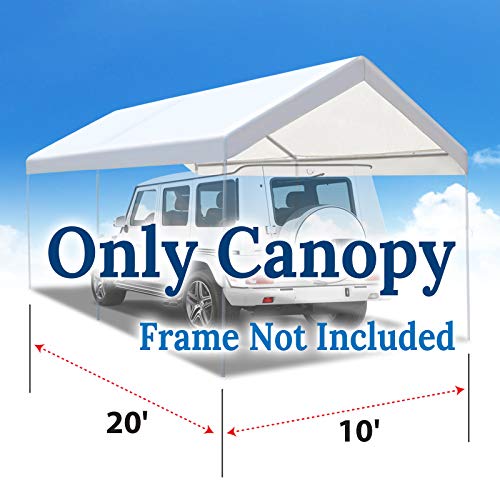 BenefitUSA 10'x20' Carport Replacement Canopy Garage Top Tarp Shelter Cover, Canopy ONLY (w/Edge)