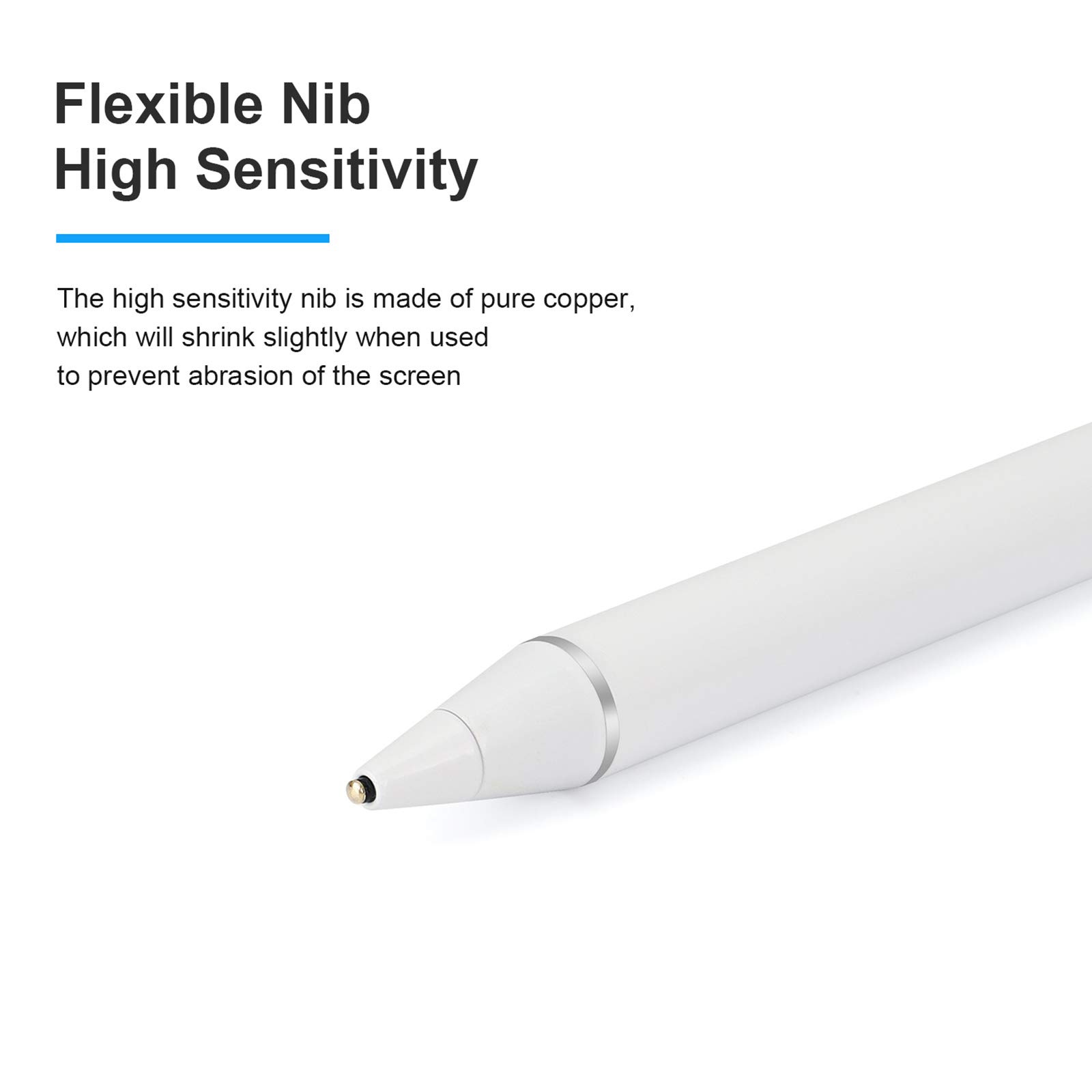 Stylus Pen for Touch Screens Rechargeable 1.5mm Fine Point Active Stylus Pen Smart Pencil Digital Compatible iPad and Most Tablet (White) (White)