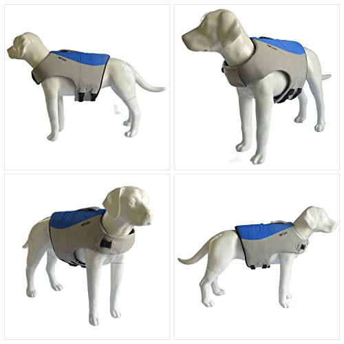 Dog Life Jacket, Sport Style Dog Float Coat with Excellent Buoyancy, Stylish Dog Swimming Safety Vest with Rescue Handle for Small Medium Large Dogs Blue M