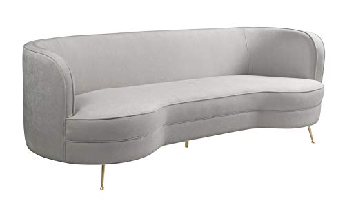 TOV Furniture Flare Modern Glam Curved Living Room Sofa, 91", Cream