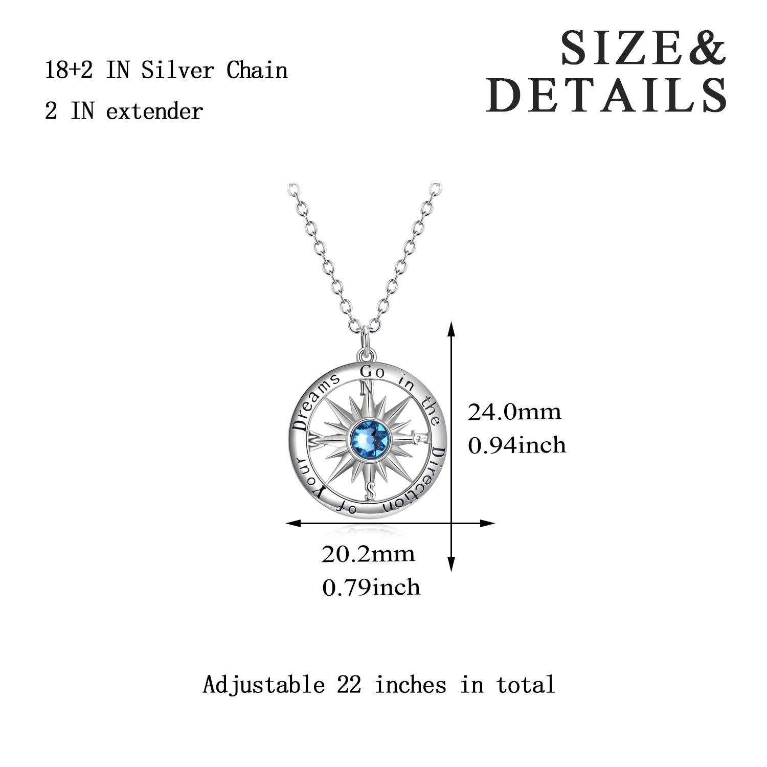 AOBOCO Compass Necklace for Women Sterling Silver 2022 Graduation Gifts for Him Her