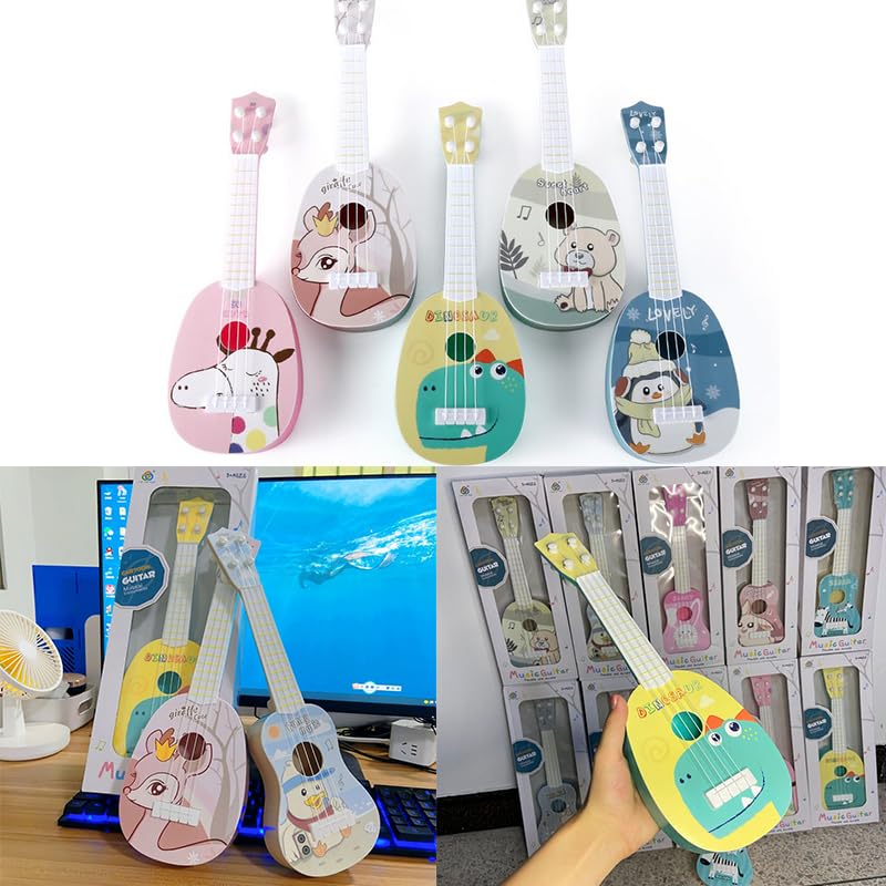 Generic 15 Inch Guitar Toy Ukulele Toy 4 Strings Early Educational Instruments Dinosaur Musical Gift Musical Instruments Toys for Kids Toddlers Year of 3+