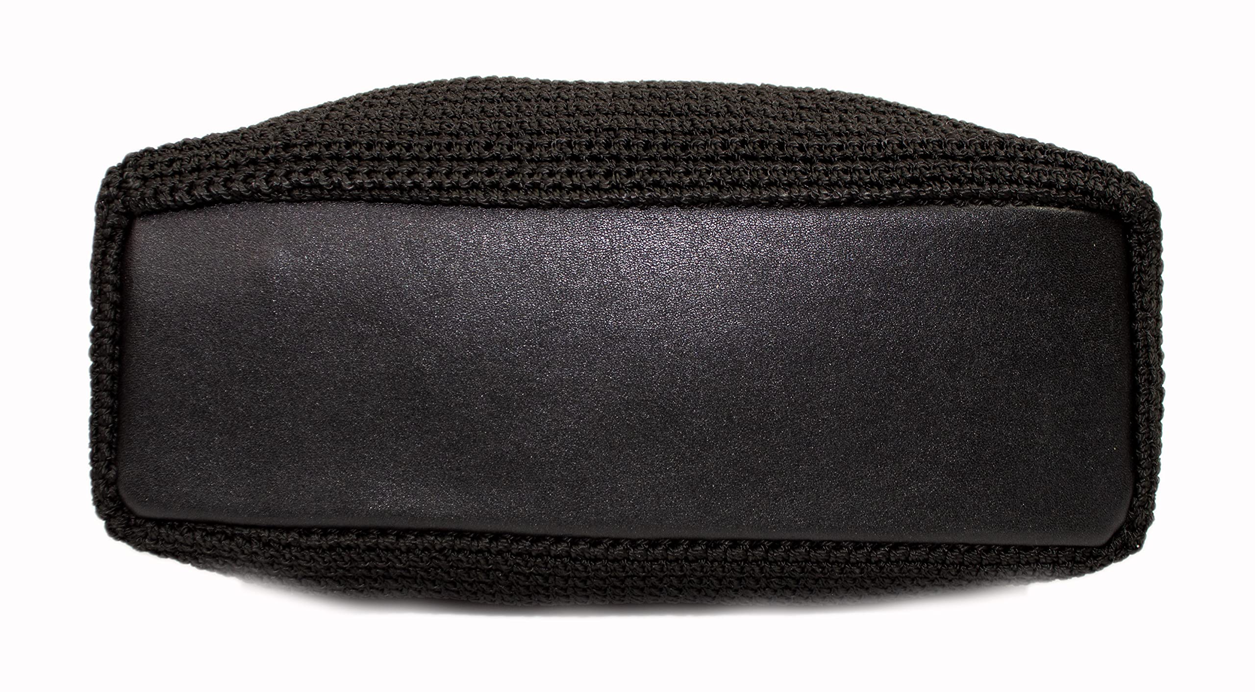 Classic Chic Black Crochet Crossbody Bag Zip Closure Boho Style Handbag Purse Faux Leather Strap