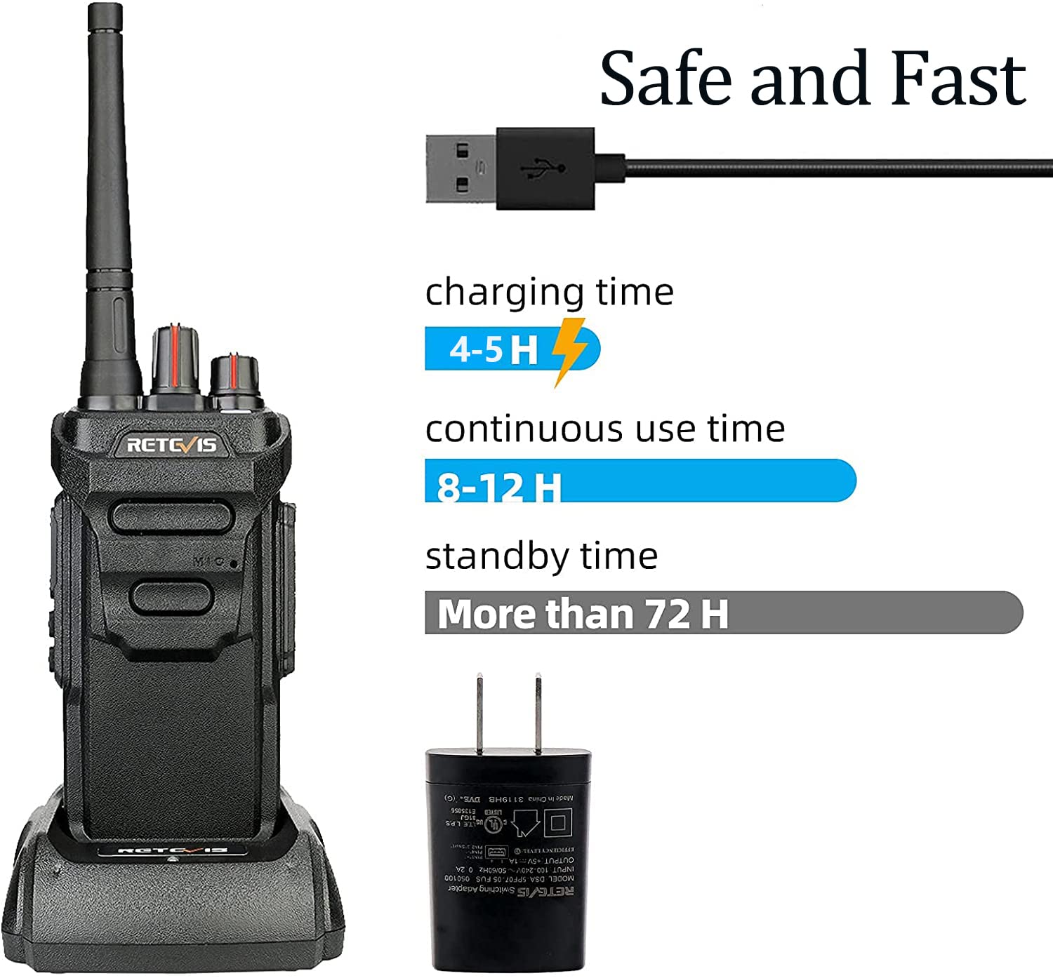 Retevis RT48 Waterproof Walkie Talkie,2 Way Radio Long Range,Military Grade,Hands-Free,Emergency Alarm,Rugged,Squelch,Walkie Talkies with Earpiece for Hunting (2 Pack)