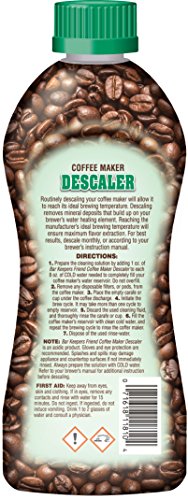 Bar Keepers Friend Coffee Maker Descaler (12 oz) - Removes Mineral Deposits from Espresso Makers and Automatic Drip and Single-Cup Coffee Makers