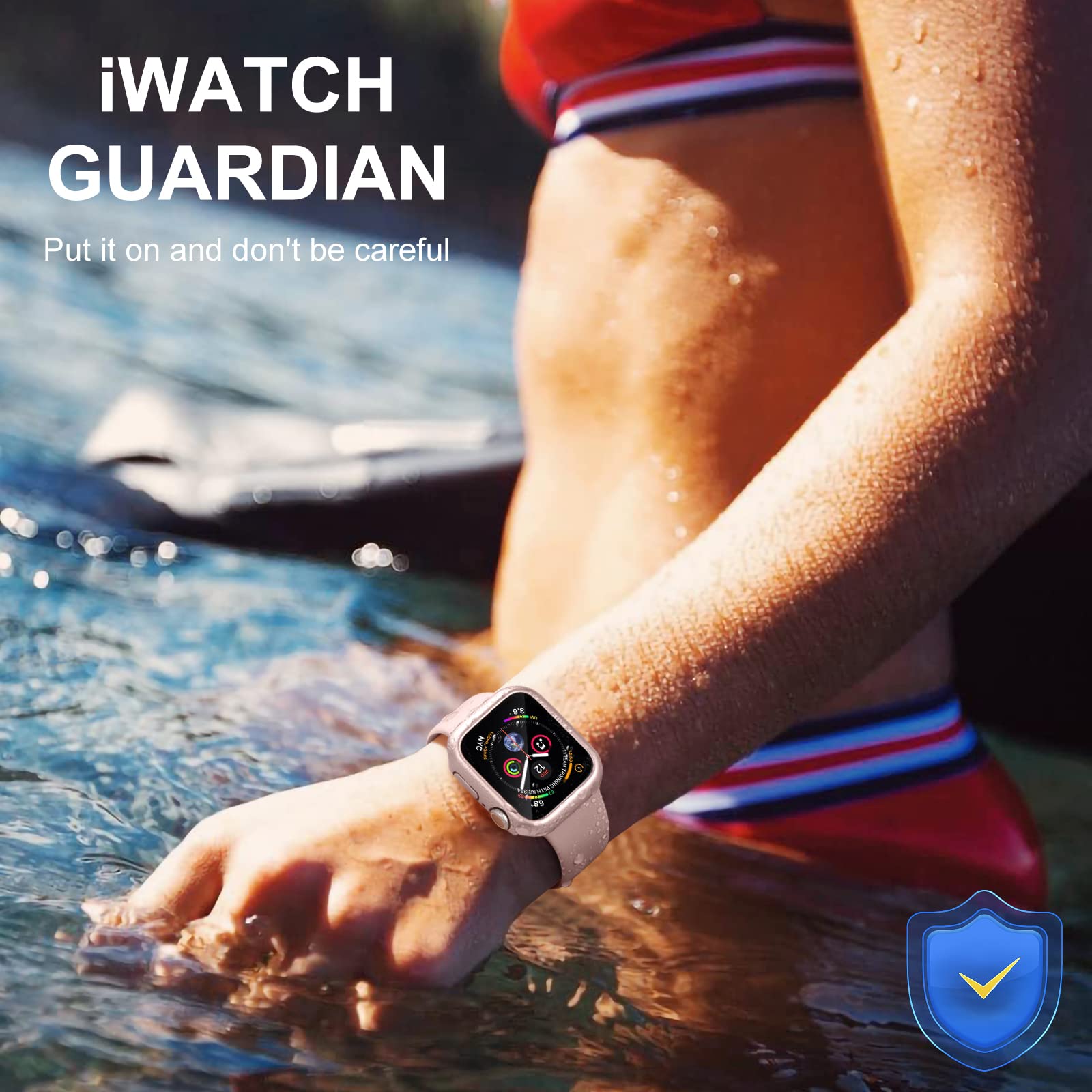 Charlam Compatible with Apple Watch Case 40mm iWatch SE Series 6 5 4 with Screen Protector, Full Protective Waterproof Bumper Cases Touch Sensitive Clear Film Screen Cover, Black/Clear/Rose Gold, 40mm