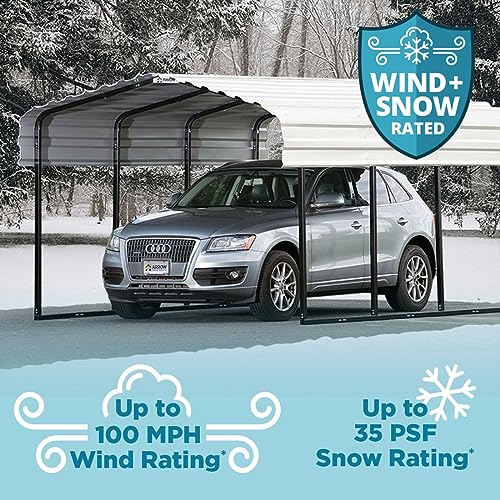 Arrow Carports Galvanized Steel Carport, Compact Car Metal Carport Kit, 10' x 24' x 9', Eggshell