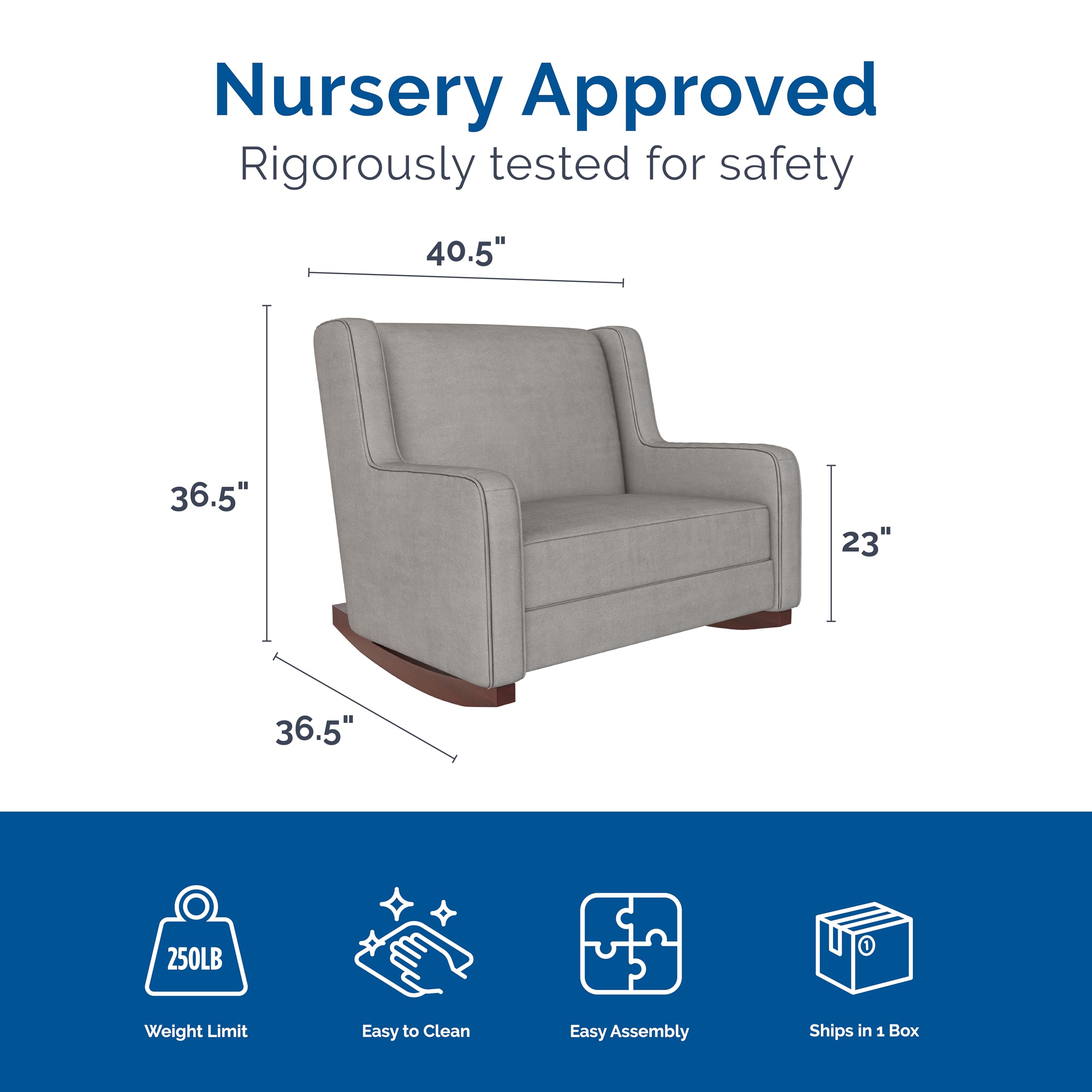 Baby Relax Hadley Double Rocker Chair, Baby Nursery Furniture, Taupe