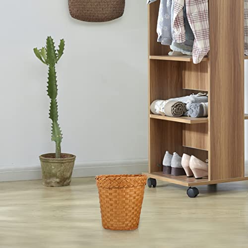 DOITOOL Woven Basket Waste Basket Woven- Small Natural Paper Wicker Laundry Baskets- Bathroom Trash Can Kitchen Trash Can for Home Offices Laundry Garages Atelier ( Khaki ) Seagrass Basket