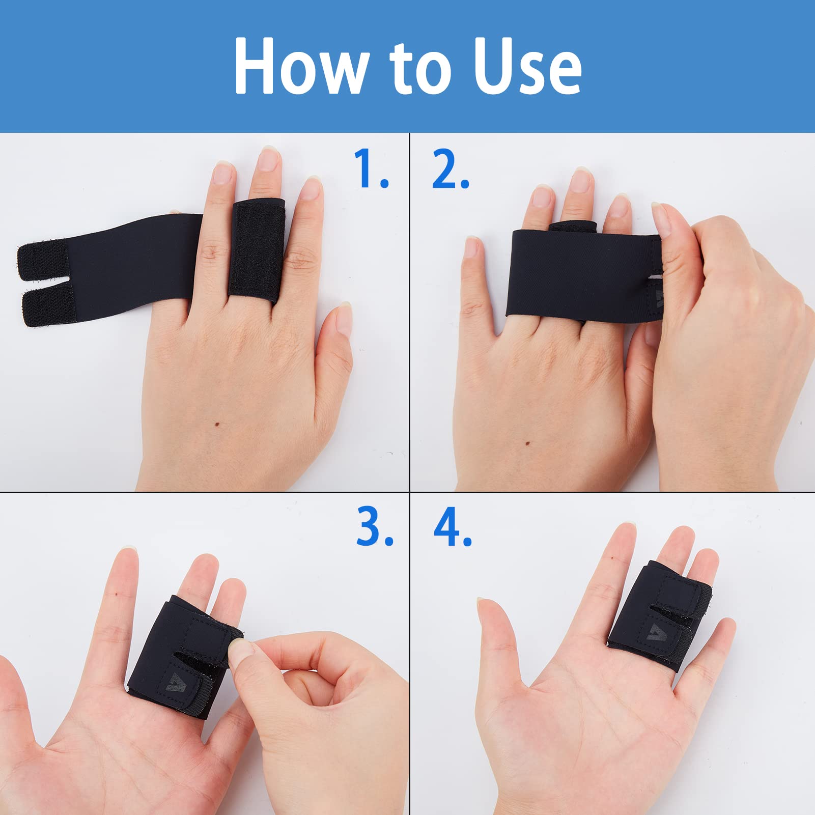 AMIJOUX 2 Pack Finger Splint Reusable Finger Support Sleeves for Sport Injuries Adjustable Elastic Trigger Finger Splints for Basketball Volleyball Tennis
