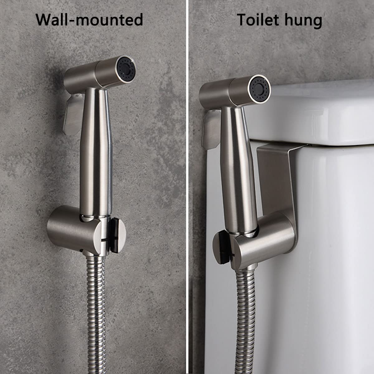 BlitzBite Handheld Bidet Sprayer,Toilet or Wall Mounted leaking Hose, Multi-function Shower 304 Stainless Steel Material with Bidet Hose Feminine Wash, for Baby Pets Wash, Silver