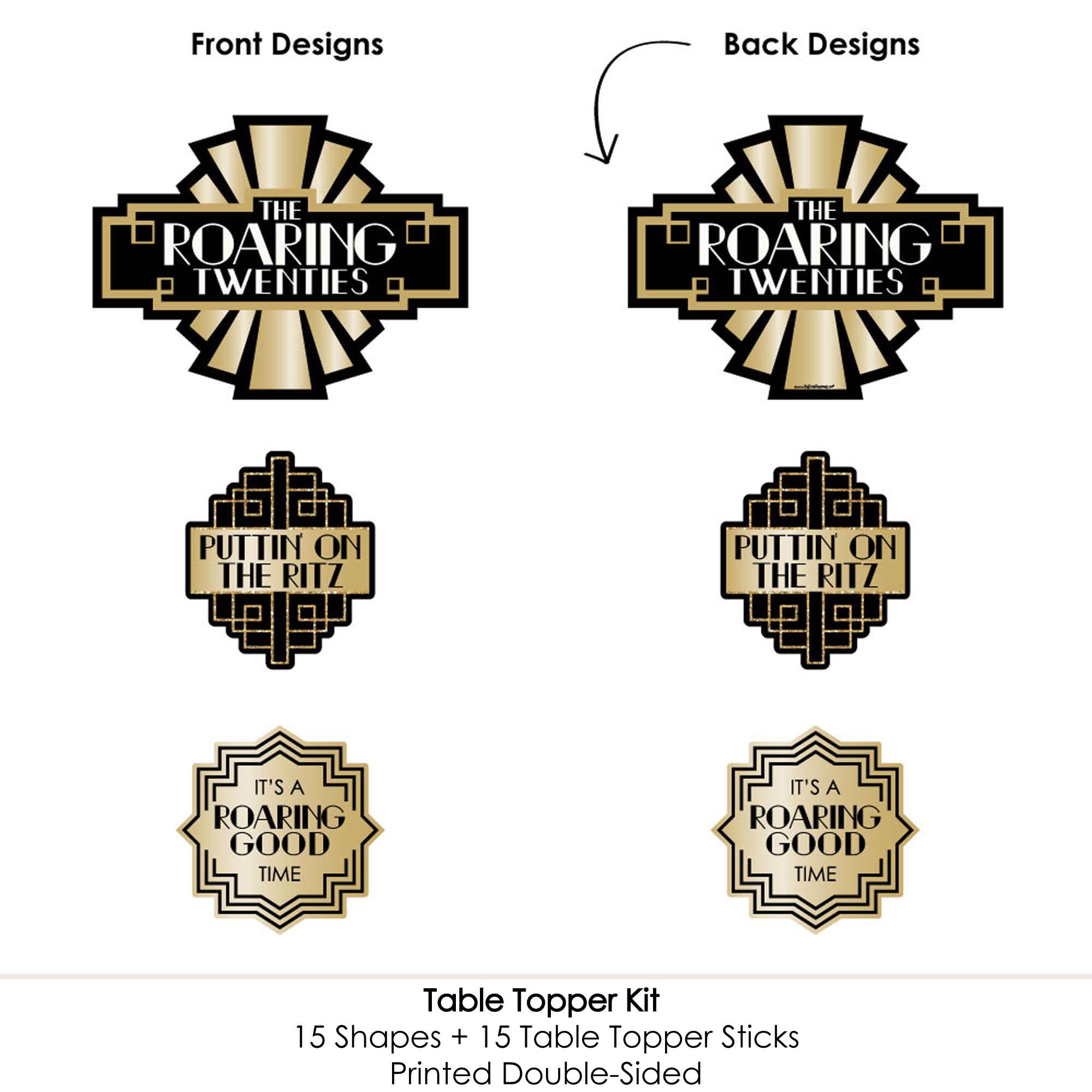 Big Dot of Happiness Roaring 20's - 1920s Art Deco Jazz Party Centerpiece Sticks - Table Toppers - Set of 15