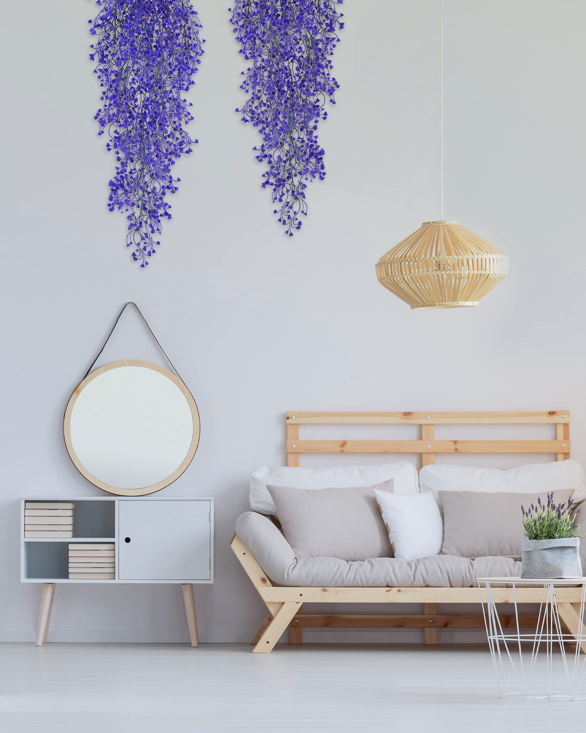 Omldggr 2 Pieces Artificial Hanging Vine Purple Fake Ivy Flower Hanging Willow Vine for Home Garden Office Wedding Decor (82cm)