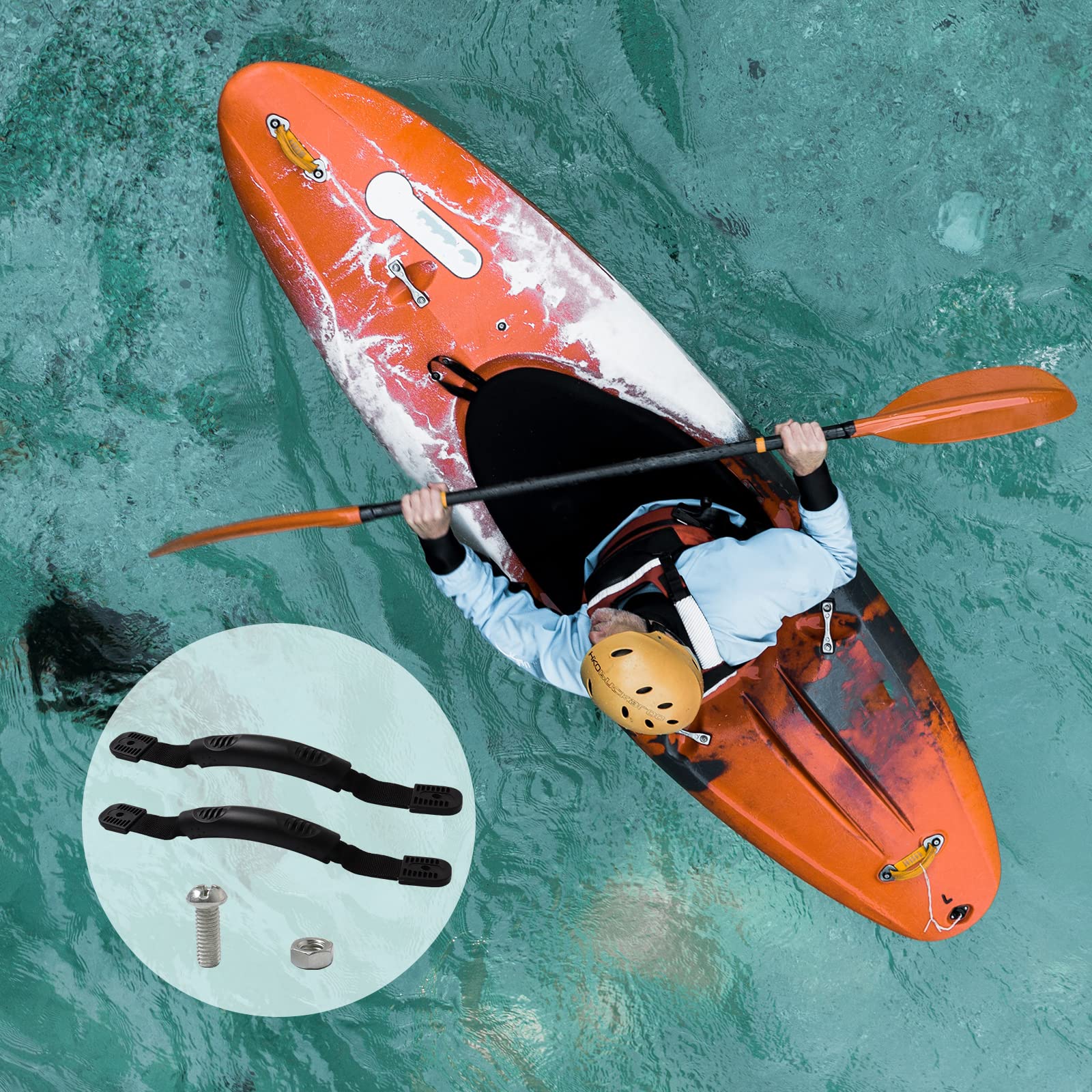 Anjmd 4 Pieces Kayaks Carry Handles,Kayak Handles with Screws,Boat Side Mount Carry Handle Replacement Accessory Replace Handles for All Kinds of Kayaks, Canoes, Suitcase Luggage, etc (Black)