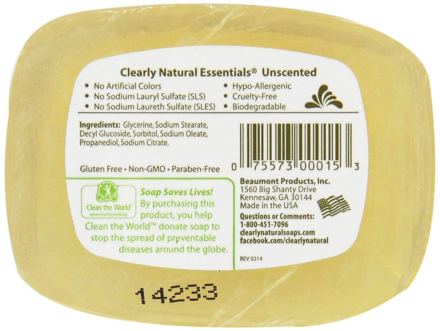 Clearly Natural Glycerin Bar Soap, Unscented,4 Ounce (Pack of 6)