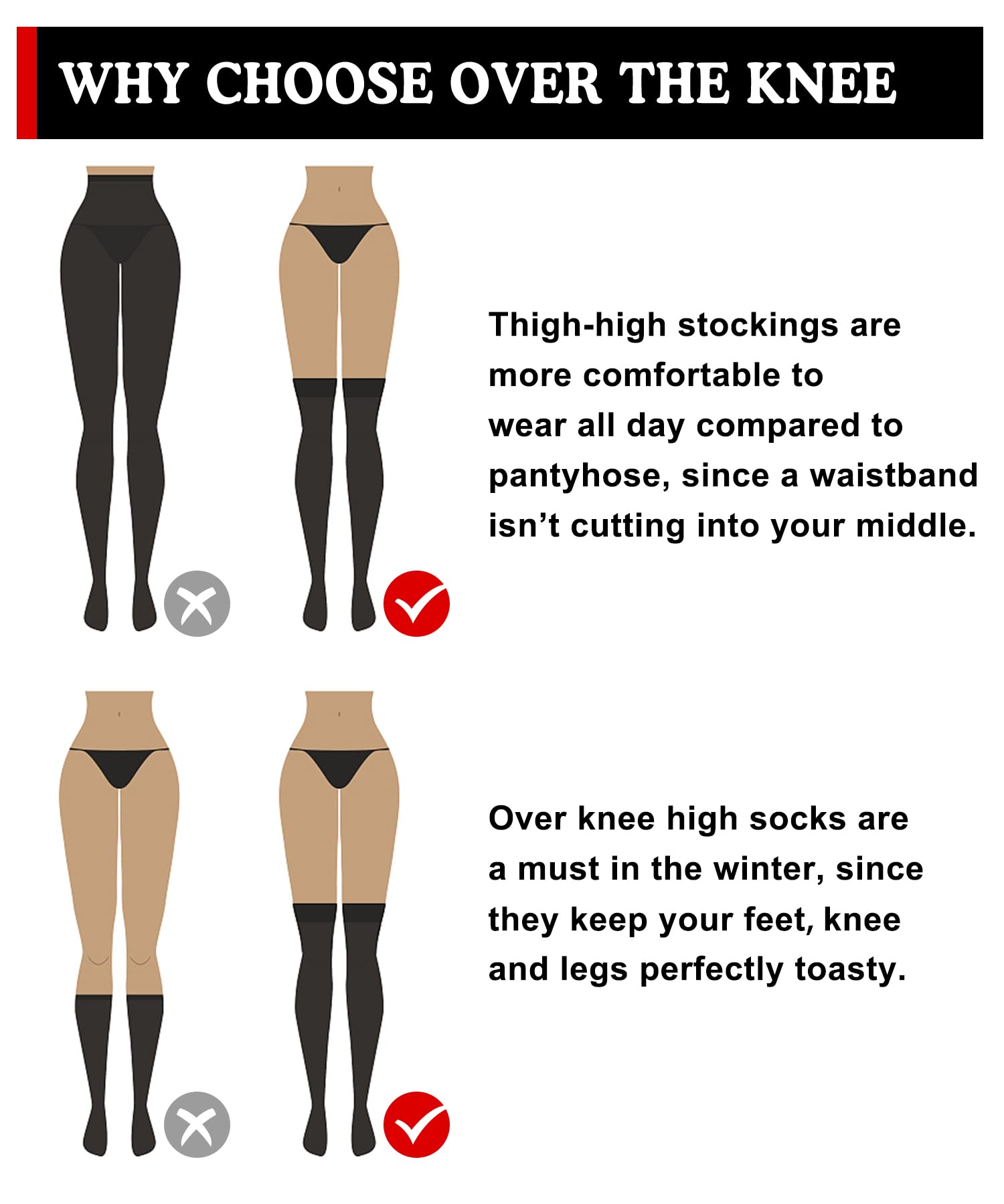 Aoliks 3 Pairs Over Knee High Compression Socks for Women - Compression Stockings for Running,Cycling,Athletic