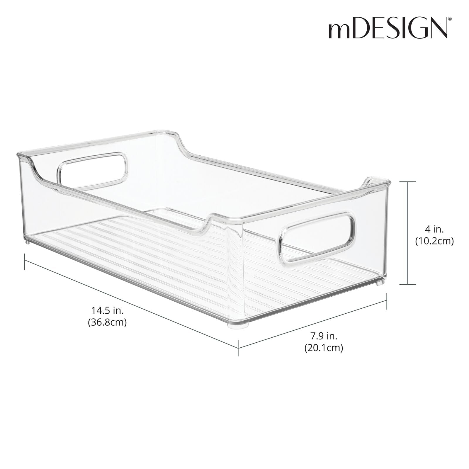 mDesign Wide Plastic Nursery Storage Container Bins with Handles for Organization in Cabinet, Closet or Cubby Shelves - Organizer for Baby Food, Bibs, Formula, and Burp Cloths - 2 Pack - Clear