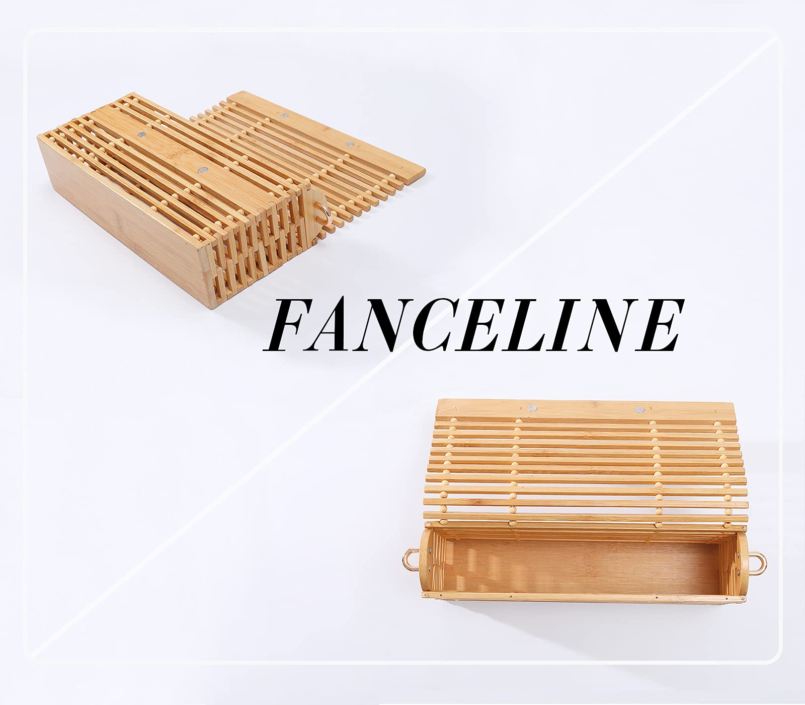 FANCELINE Bamboo Shoulder Bag for Women Summer Straw Bags Wooden Beach Purse Basket Handle Handbags