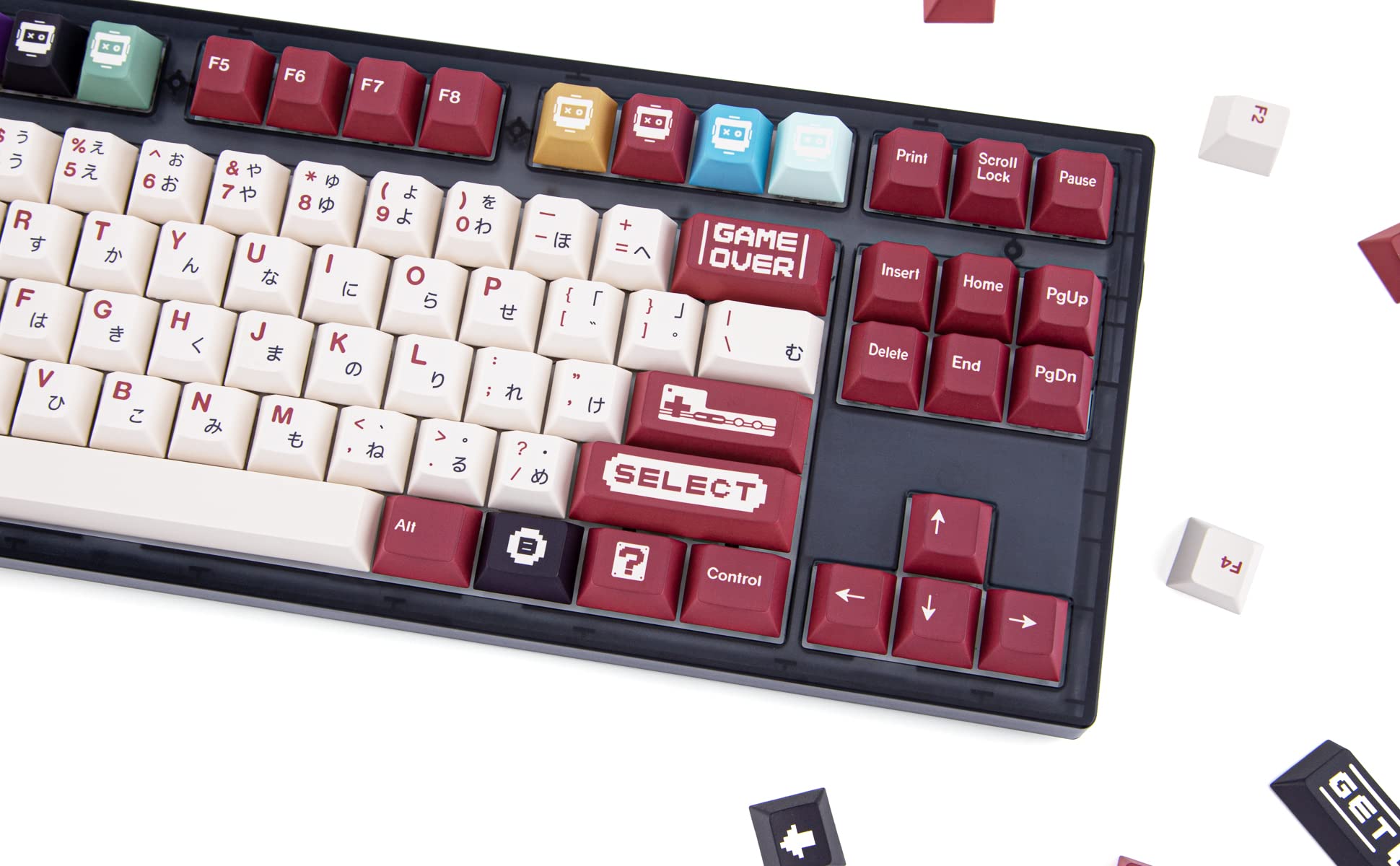 Cherry Profile PBT Keycaps 141 Keys Set Custom Dye Sublimation ANSI Layout for Cherry MX Switches Gateron Kailh Box Mechanical Keyboards Retro FC Gaming Theme
