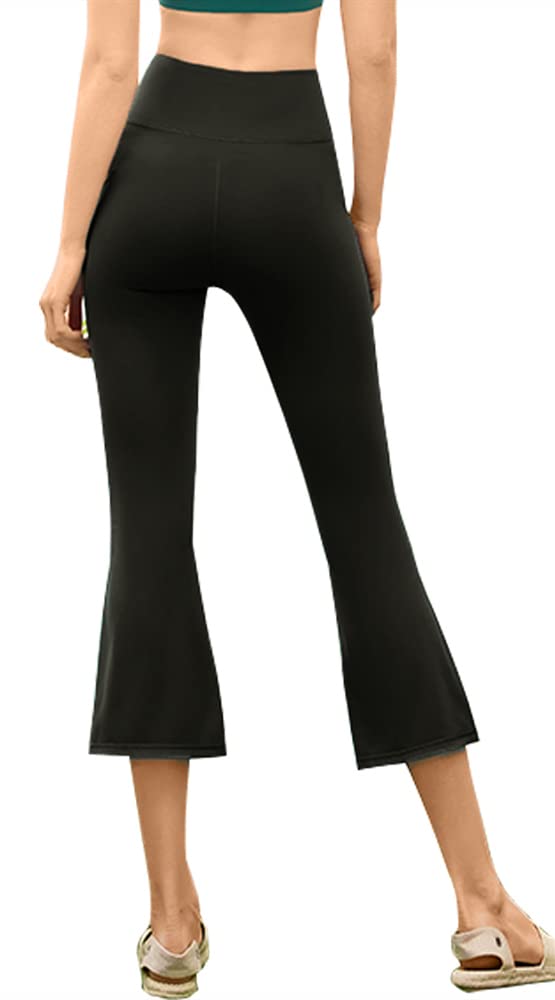 Aoliks Bootcut Yoga Pants with Pockets for Women - Flare Leggings with Pockets Workout Bell Bottom Jazz Dress Work Pants Black