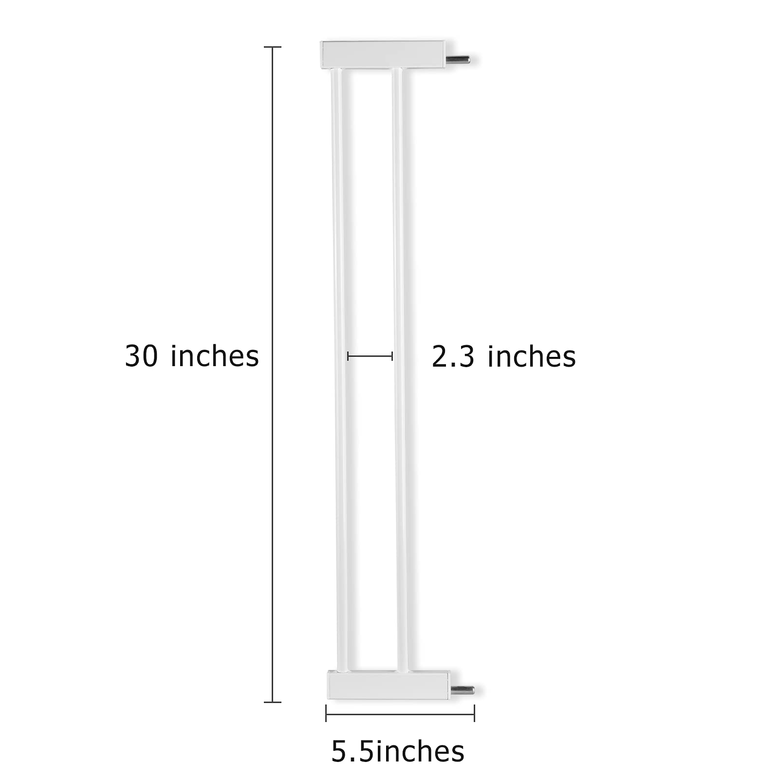 BABELIO 26-34.5 Inch Easy Install Narrow Pressure Mounted Metal Baby Gate, No Drilling, No Tools Required, with Wall Protectors and Extenders (White)