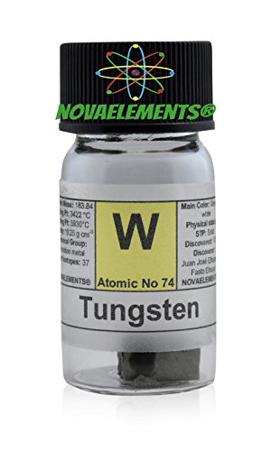 Tungsten Element 74 W, Pure Sample 5 Grams 99.99% in Glass Vial with Label