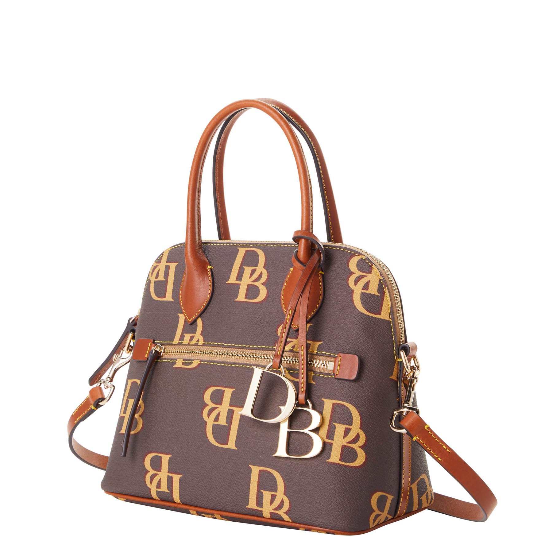 Dooney & Bourke Handbag, Monogram Domed Satchel - Brown Tmoro