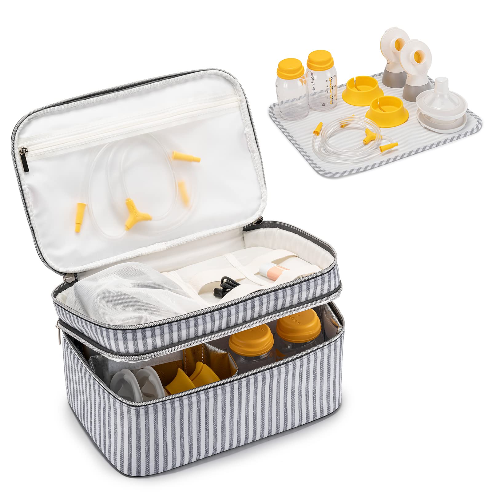 BABEYER Wearable Breast Pump Bag with Waterproof Pump Parts Pad, Carrying Case for Breast Pump-Straps