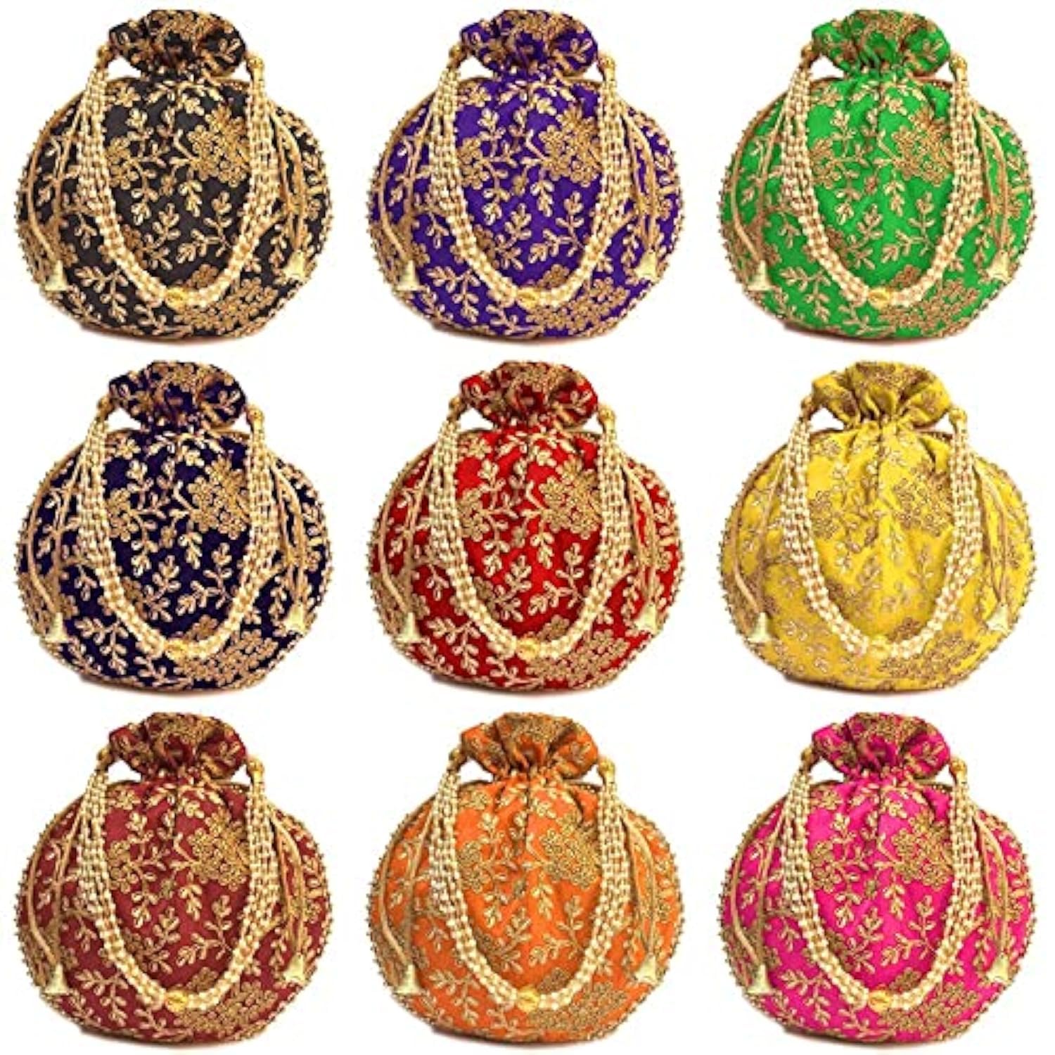 Flyingasedgle Handicrafts and jewellery Designer Women Potli Bags or Wristlets or rajasthani batwa for Wedding & Parties, Best for gifting (Pack of 1 Potali)