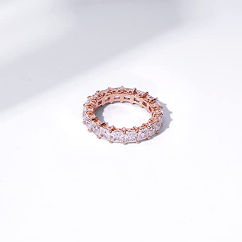 Amazon Essentials Rose Gold-Plated Sterling Silver Infinite Elements Cubic Zirconia Princess Eternity Band Ring, Size 7, (previously Amazon Collection)