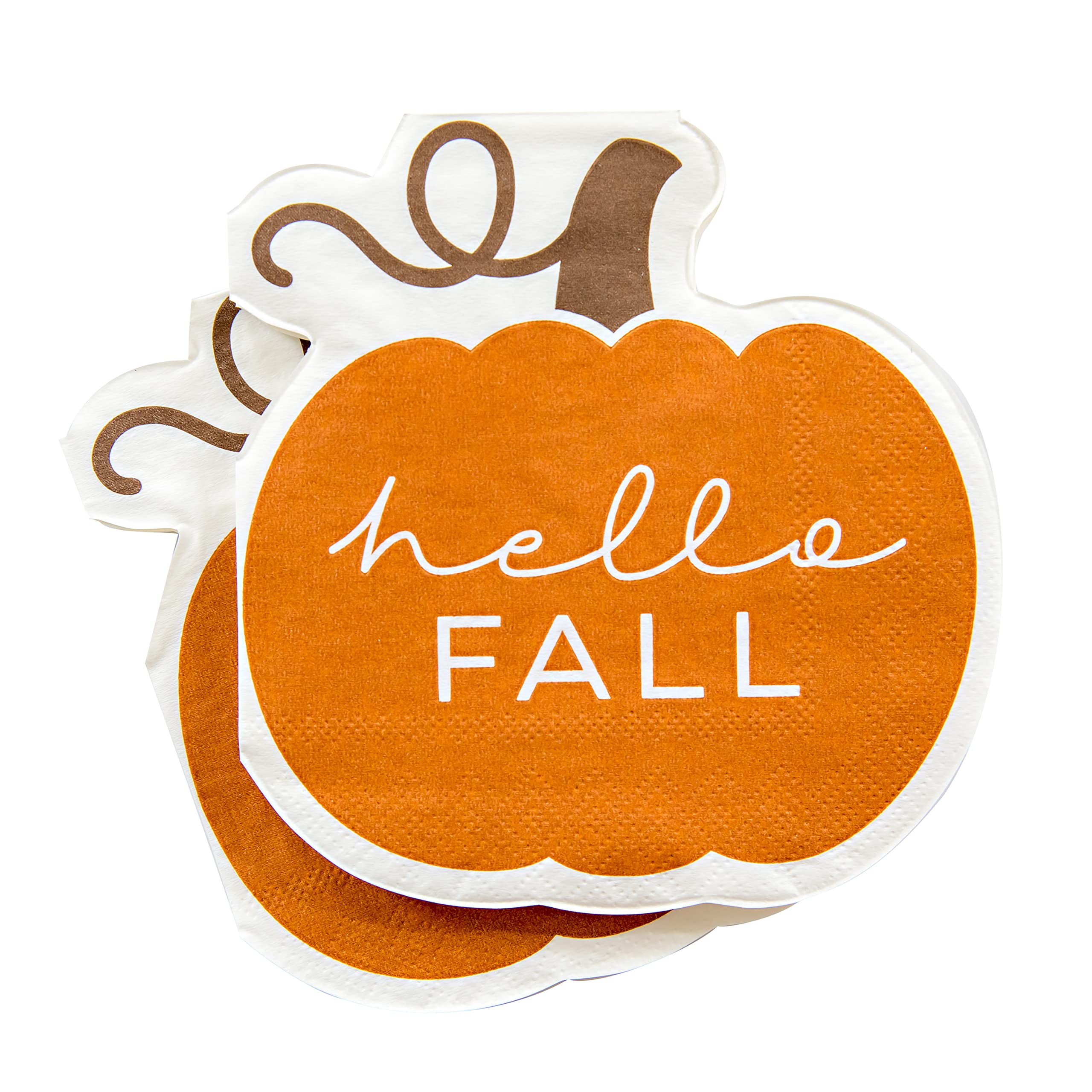 C.R. Gibson TW4-24063 Hello Fall Pumpkin Disposable Paper Cocktail Napkins for Thanksgiving and Halloween, Orange, 20pcs, 5" x 5"