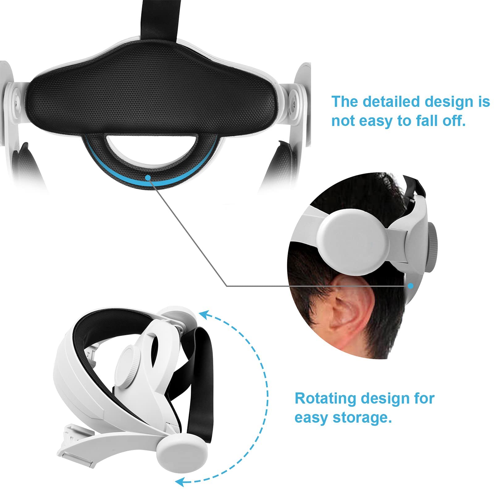 HUAYUWA Adjustable Head Strap with Head Cushion for Oculus Quest 2 VR Accessories, Replacement for Elite Strap Comfortable Protective Headband Enhanced Support and Reduce Head Pressure in VR, White 1